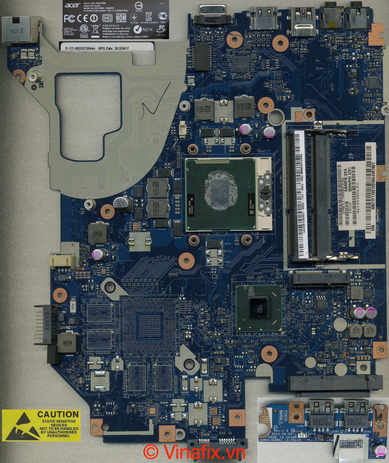 Acer Aspire E1-531 - Compal LA-7912P_A | Vinafix.com