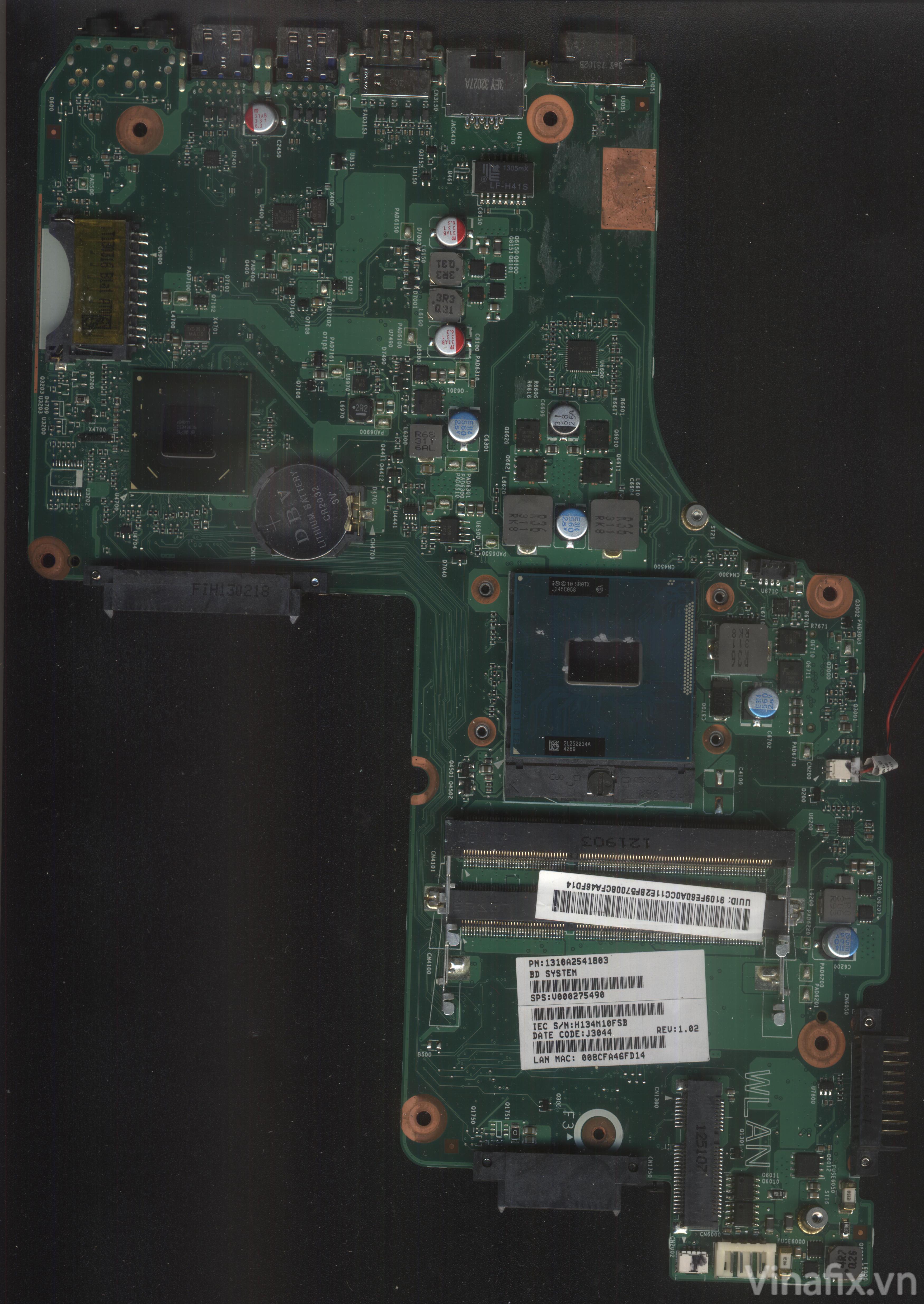 Toshiba L855-s5405 DK10F-6050A2541801-mb-A02 Rev 1.02 | Vinafix.com